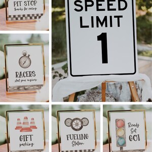 Race Car Speed Limit 1 Sign Template, Editable Speed Limit 1st Birthday ...