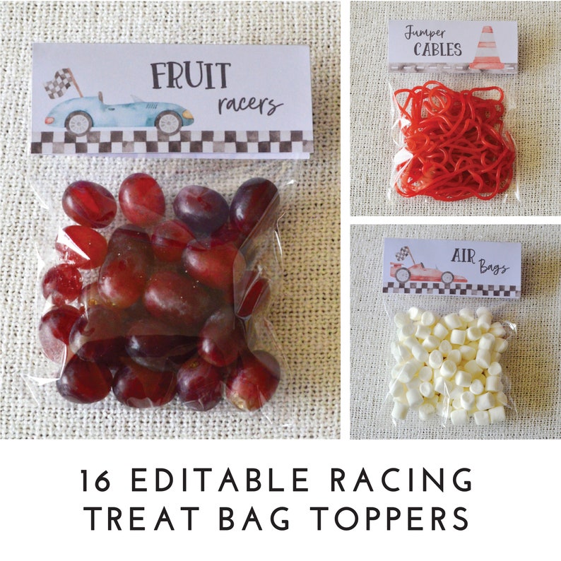 Race Car Party Food Tents Bundle, Editable Racing Birthday Table ...