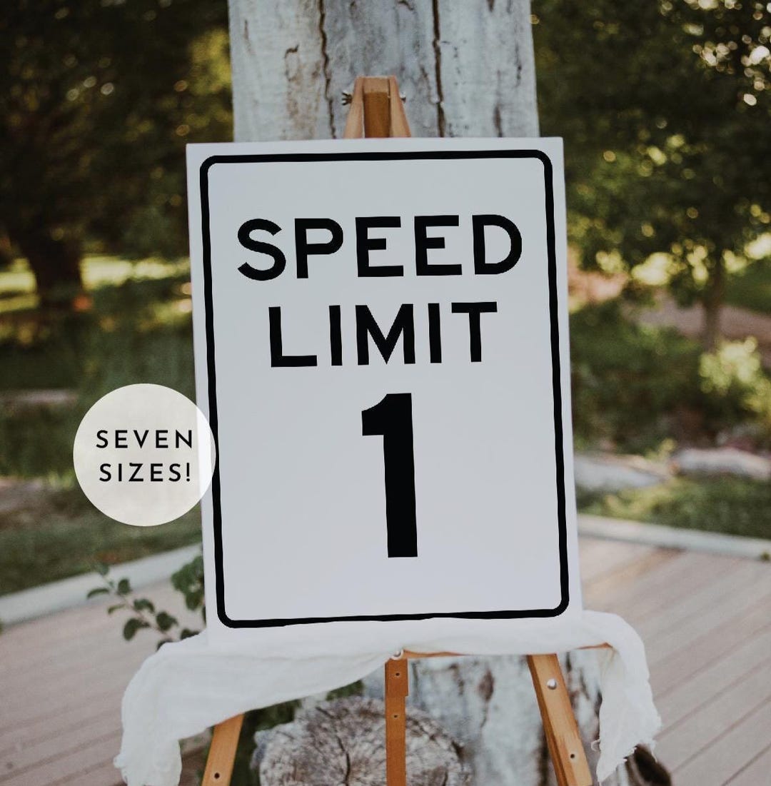Speed Limit 1 Sign Printable: Race Car Birthday Decor (instant Download ...