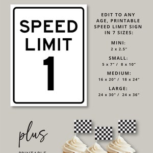 Speed Limit 1 Sign Printable, First Lap Around the Track, Race Car ...