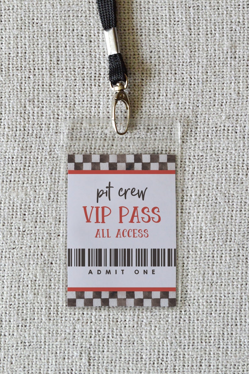 Race Car VIP Pass, Editable Pit Crew Passes Template, Vintage Racing ...