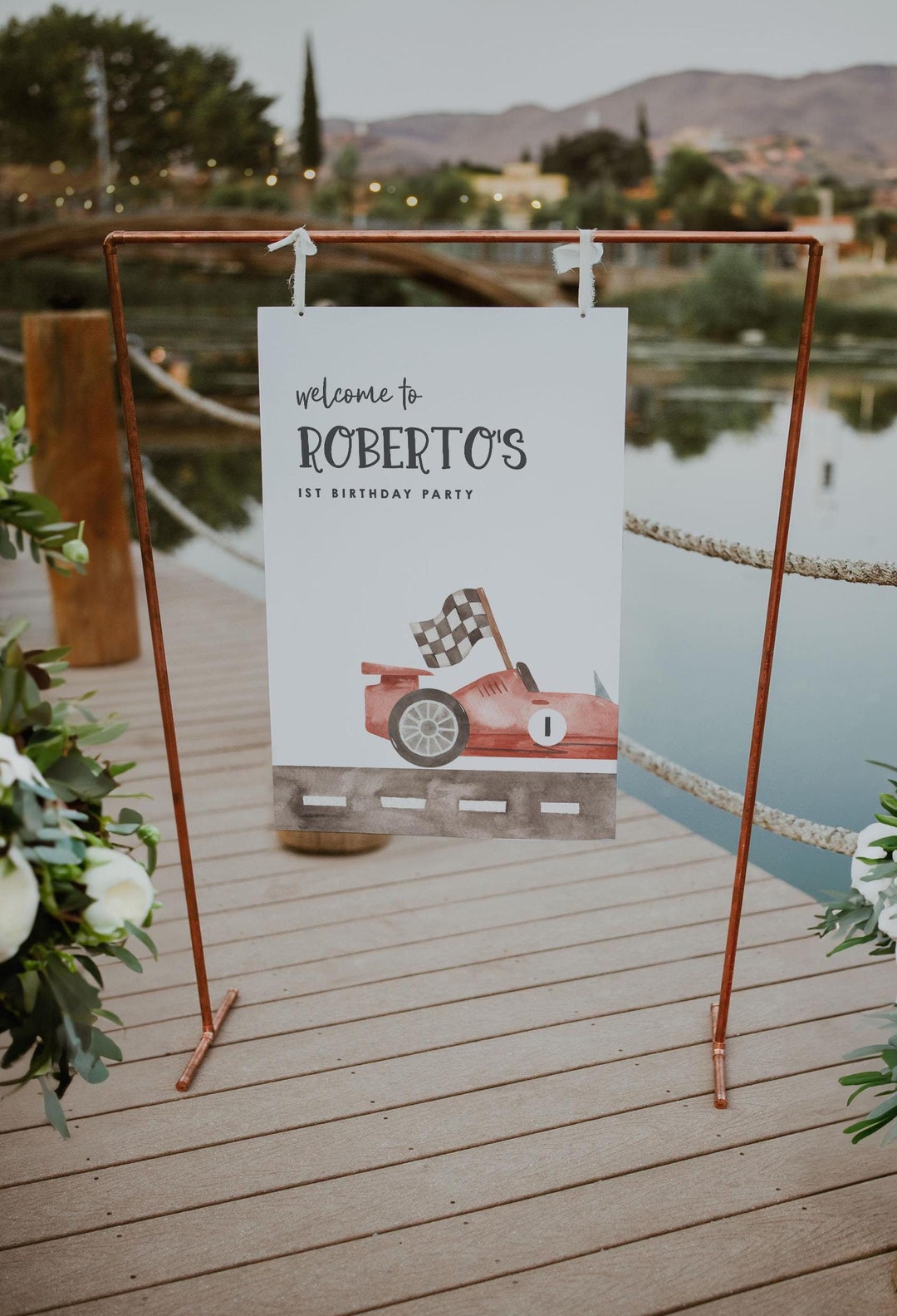 Race Car Welcome Sign Template, Editable First Lap Party Sign Printable ...