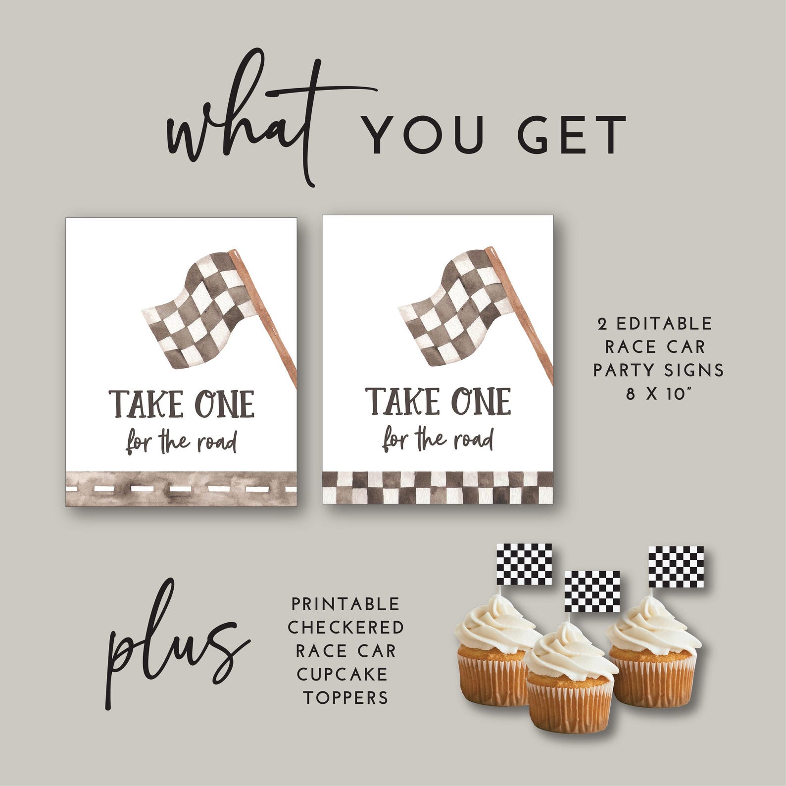Take One for the Road Race Car Birthday Favor Sign, Vintage Need Four ...
