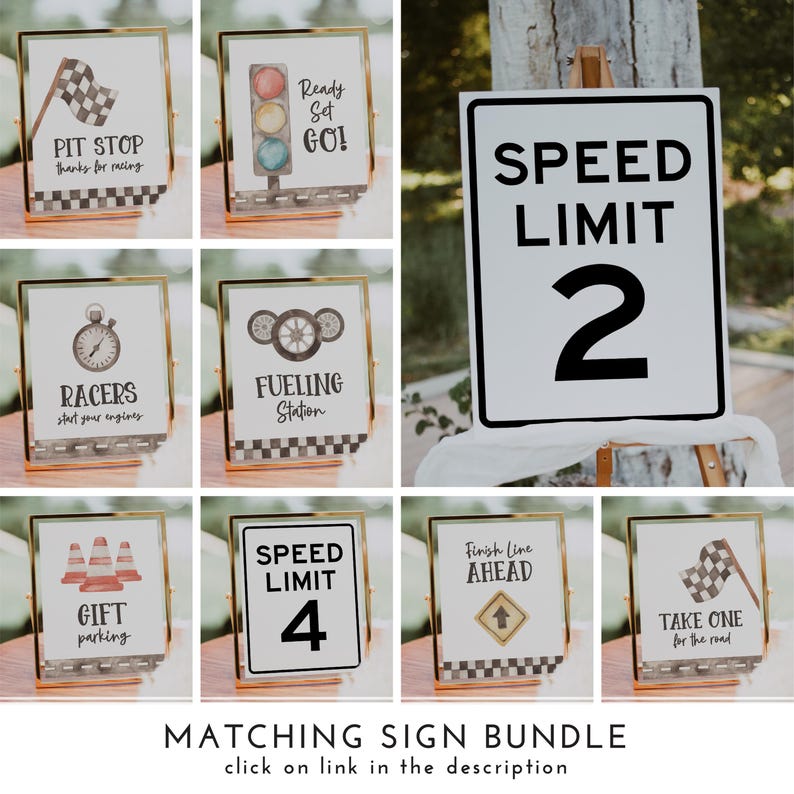 Gift Parking Race Car Birthday Sign, Need Four Speed Decor, Editable ...