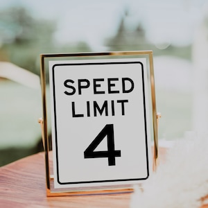 Speed Limit 4 Sign Printable, Need Four Speed, Race Car Birthday Party ...