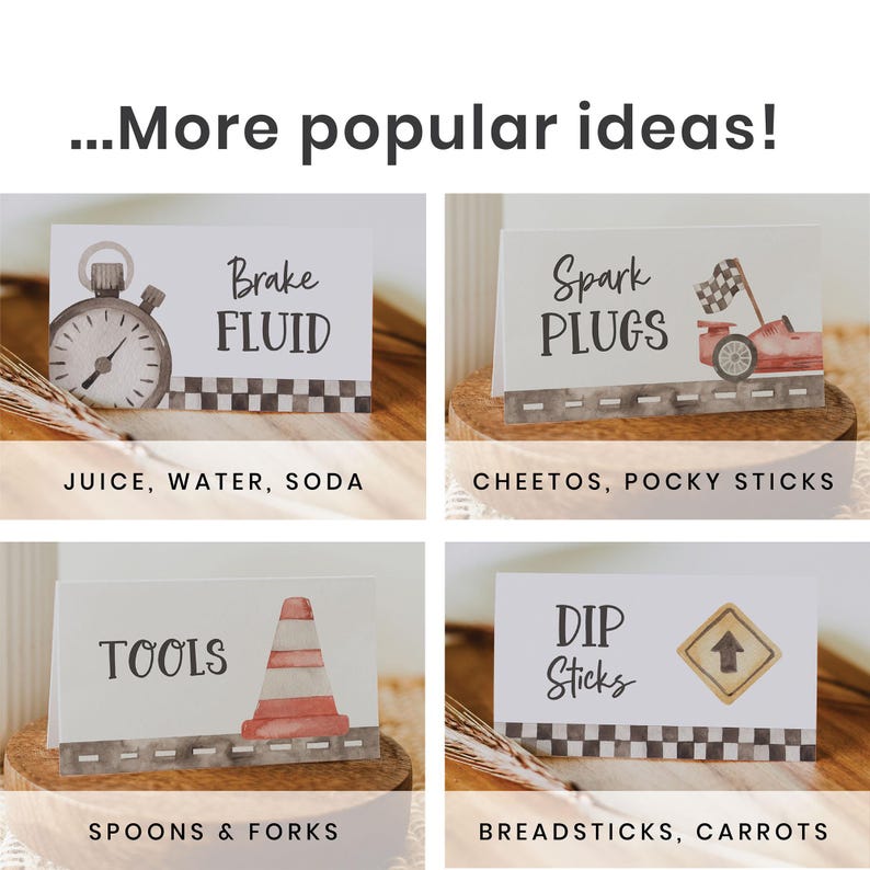 Two Fast Food Tents Bundle, Race Car Party Table Decoration Labels ...