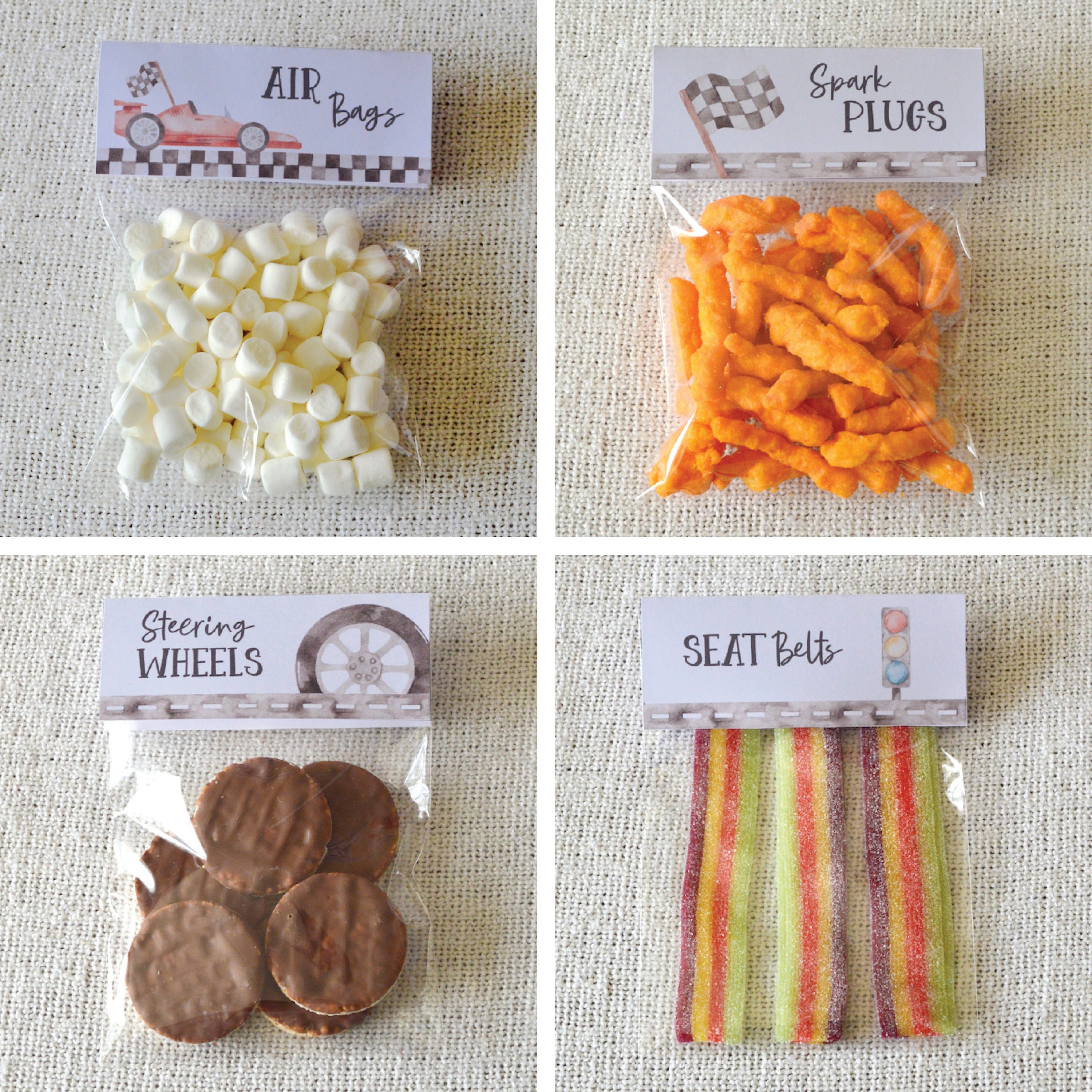 Race Car Party Food Tents Bundle, Editable Racing Birthday Table ...