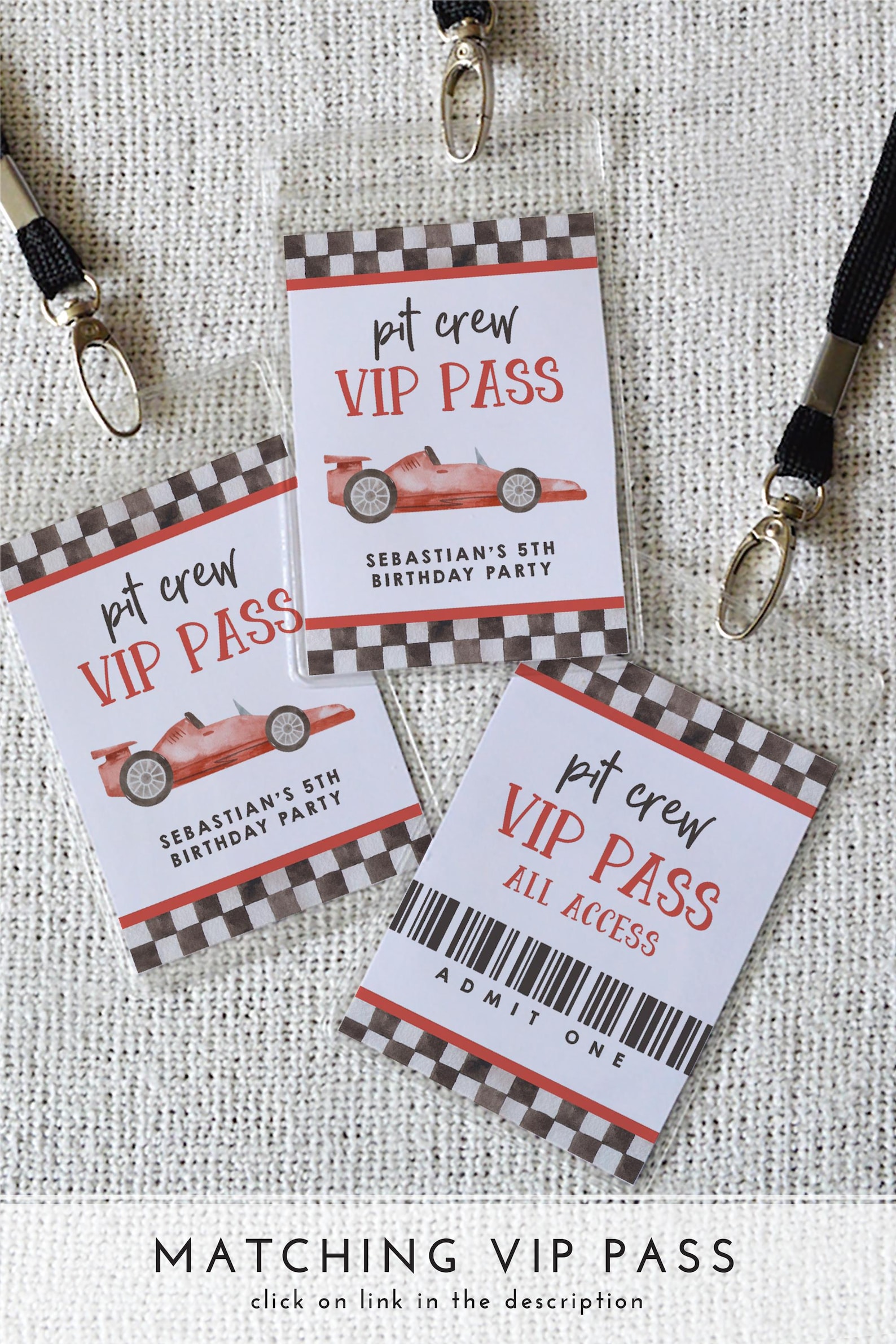 Race Car VIP Pass, Editable Pit Crew Passes Template, Vintage Racing ...