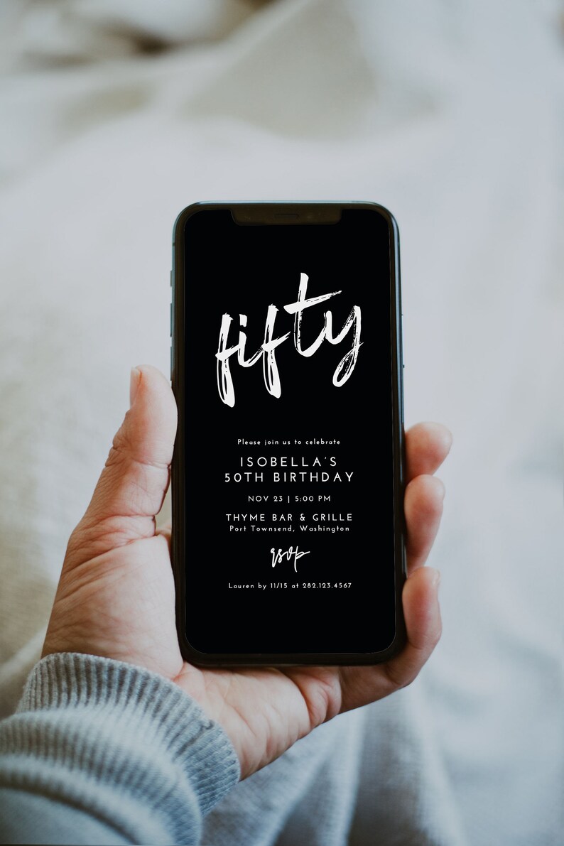 Digital 50th Birthday Party Invitation Editable Fifty - Etsy