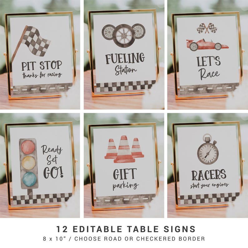 First Lap Around the Track Birthday Party Bundle Template, Editable ...
