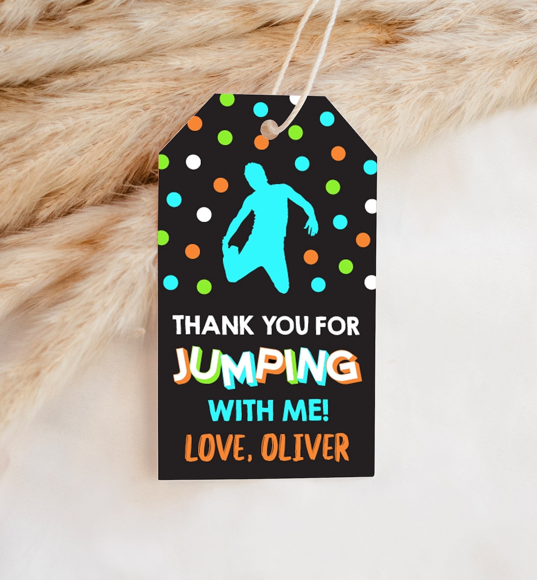 EDITABLE Jump Favor Tag Template Birthday Party Trampoline Gift Label ...
