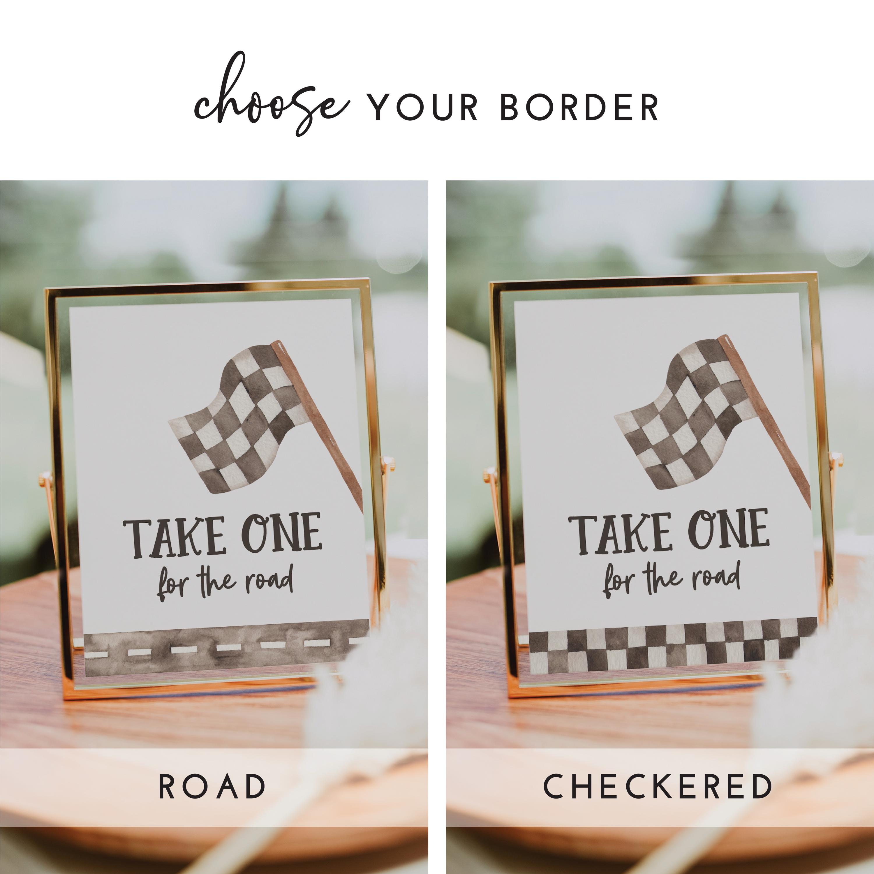 Take One for the Road Race Car Birthday Favor Sign, Vintage Need Four ...