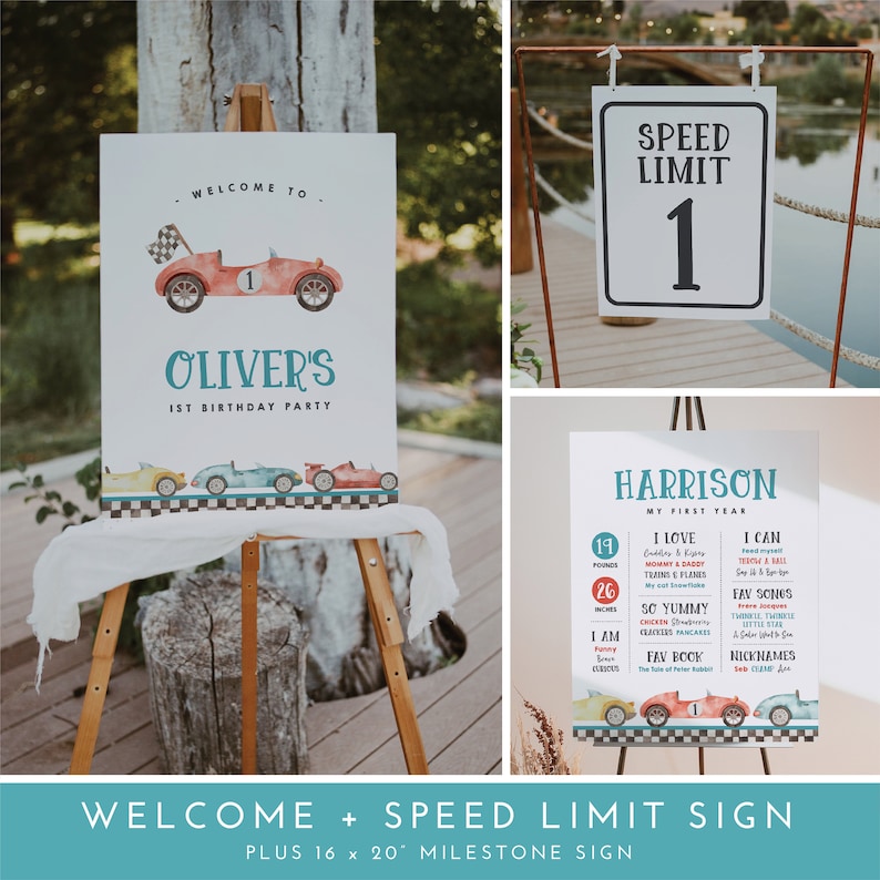 First Lap Around the Track Birthday Party Bundle Template, Editable ...