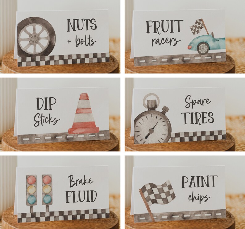 Two Fast Food Tents Bundle, Race Car Party Table Decoration Labels ...