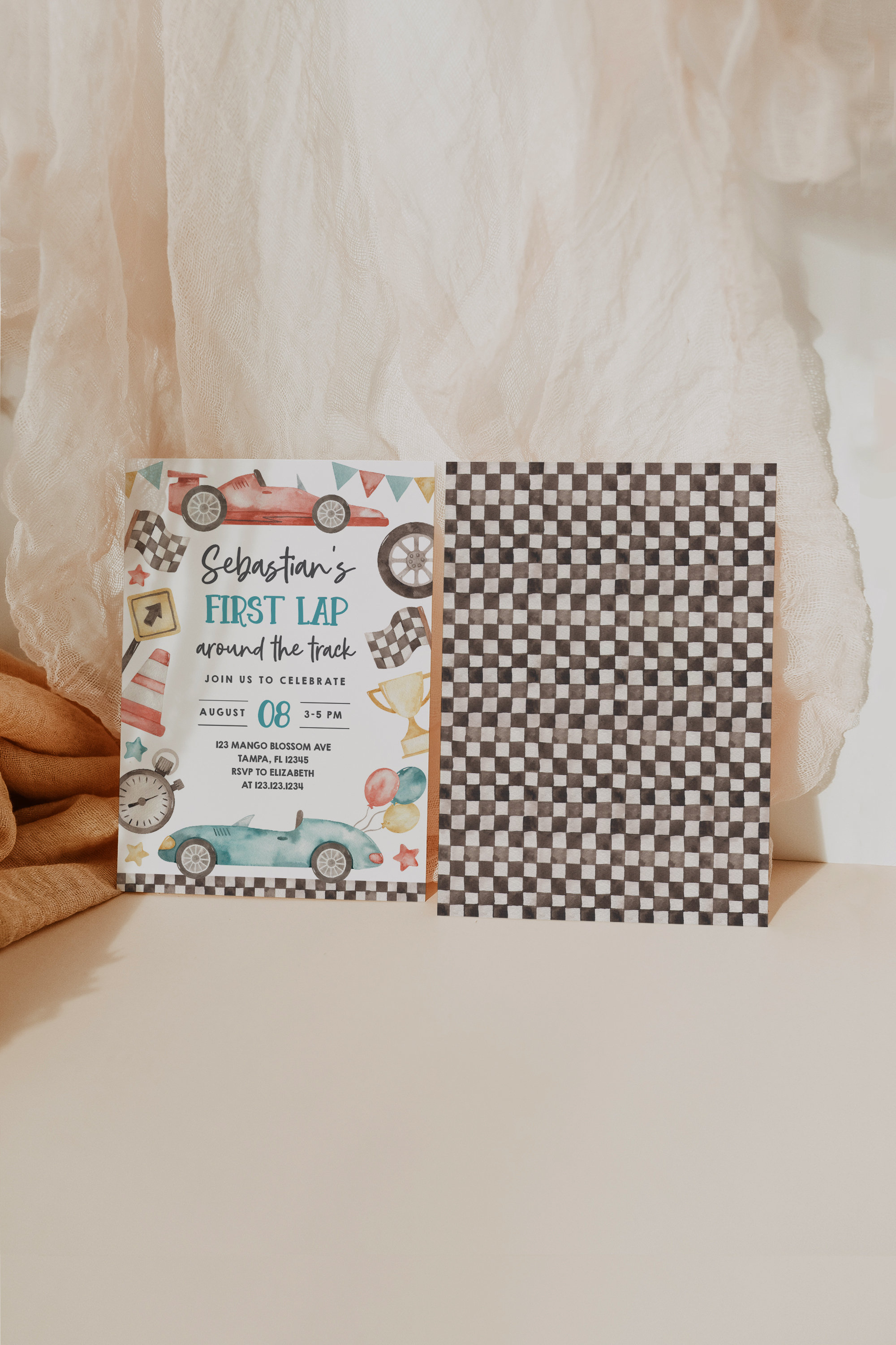 First Lap Around the Track 1st Birthday Party Invitation Printable ...