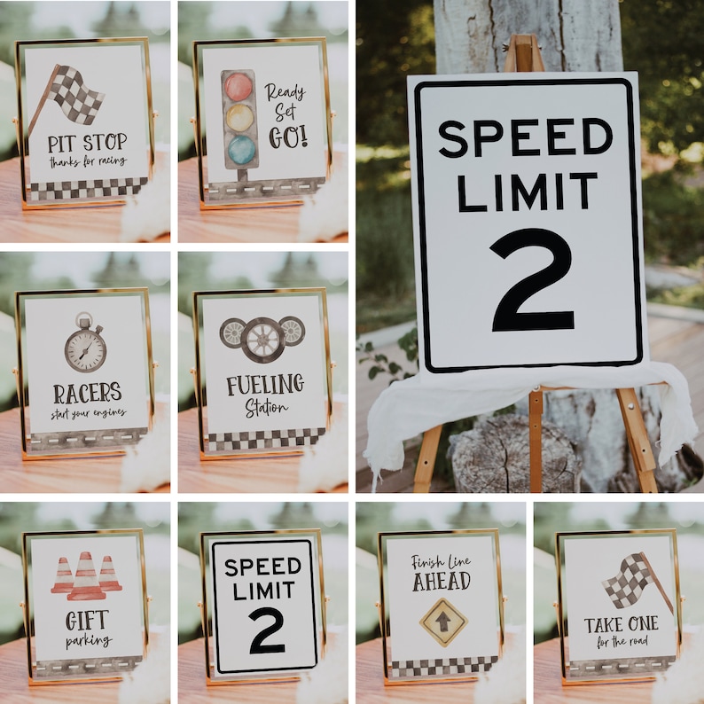 Race Car Birthday Sign Package, Need Four Speed Decor Bundle, Editable ...