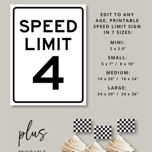 Speed Limit 4 Sign Printable, Need Four Speed, Race Car Birthday Party ...