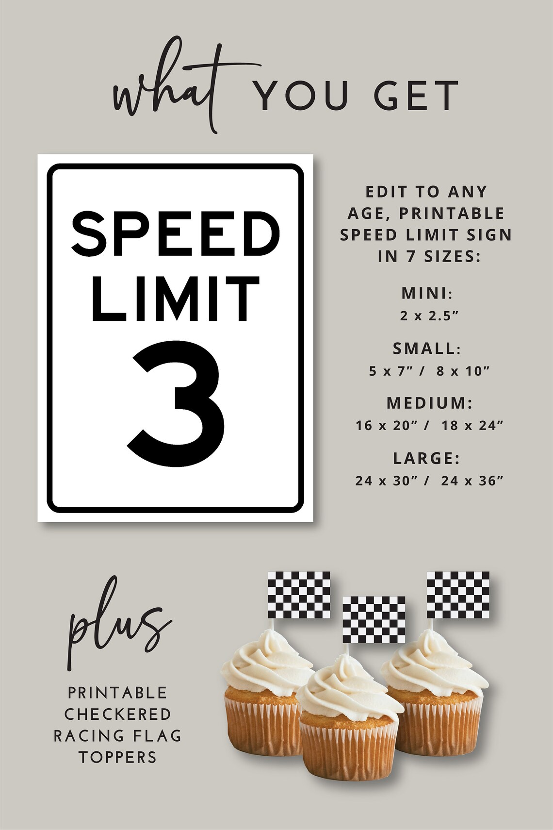 Speed Limit 3 Sign Printable, Cant Catch Me Im Three, Race Car Birthday ...