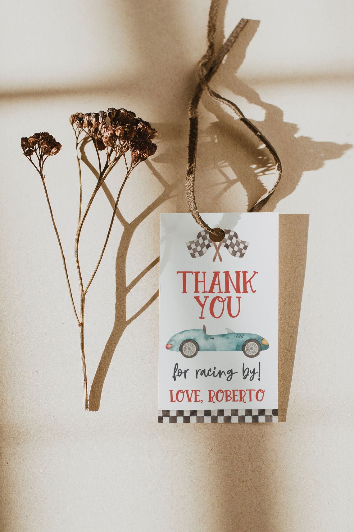 EDITABLE Race Car Thank You Card Printable Two Fast Birthday Thank You ...