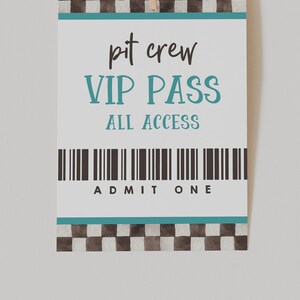 Race Car VIP Pass, Editable Pit Crew Passes Template, Vintage Racing ...