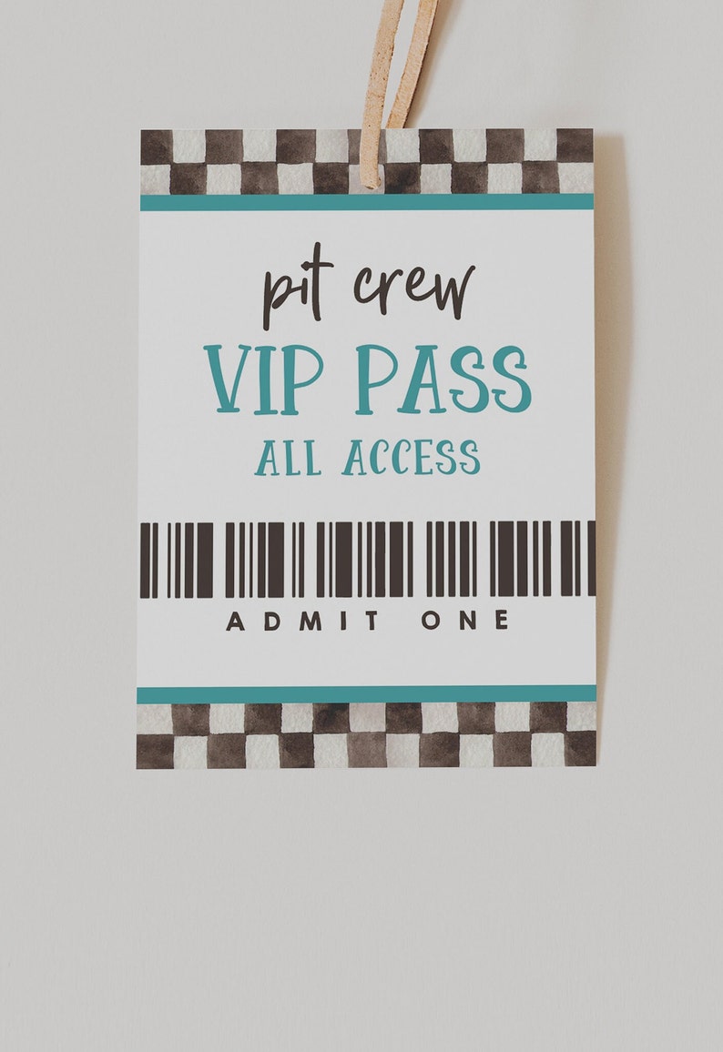 Race Car VIP Pass, Editable Pit Crew Passes Template, Vintage Racing ...