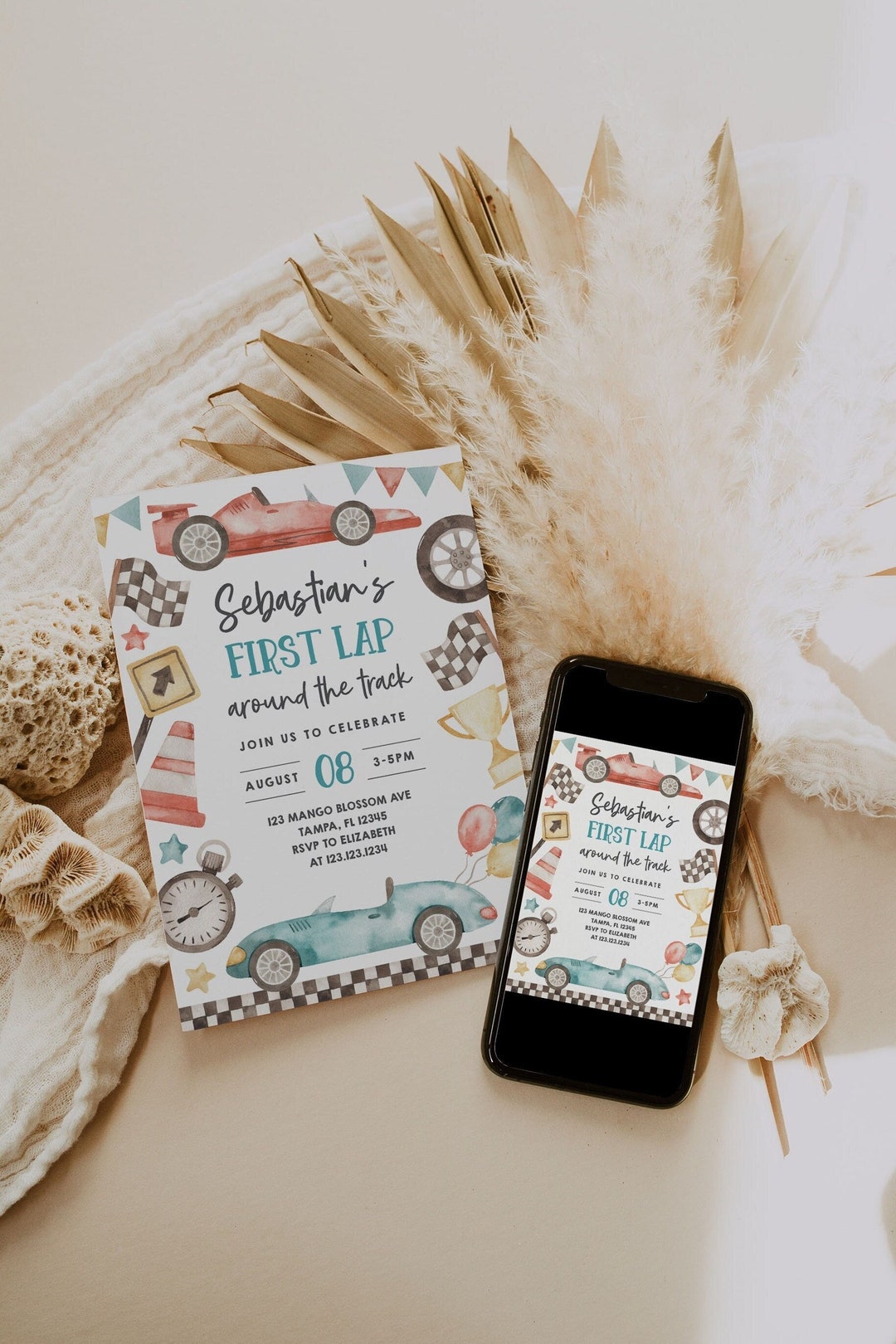 EDITABLE First Lap Around the Track Invitation Template, Digital ...