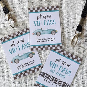 Race Car VIP Pass, Editable Pit Crew Passes Template, Vintage Racing ...
