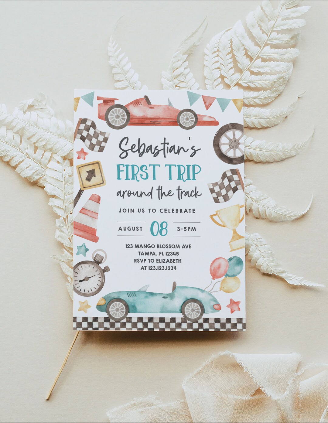 EDITABLE First Lap Around the Track Printable Fast One - Etsy