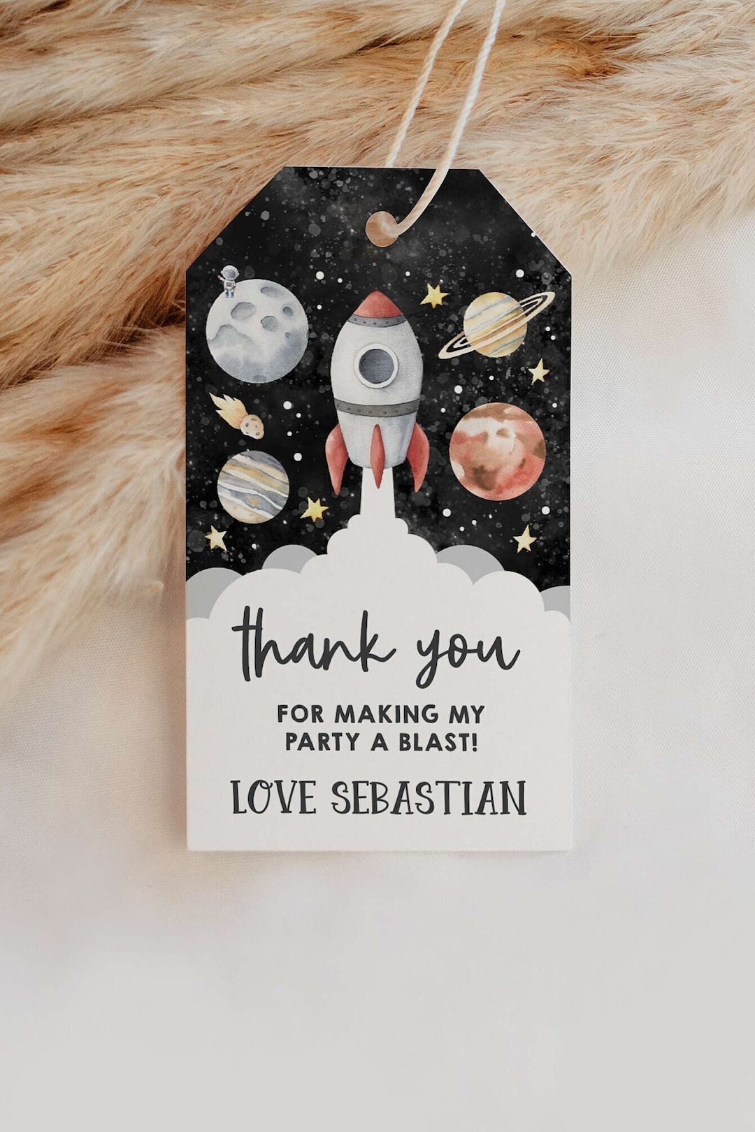 Editable Outer Space Favor Tag Astronaut Gift Tag Birthday Printable ...