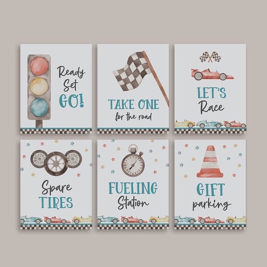 Race Car Birthday Sign Package, Need Four Speed Decor Bundle, Editable ...