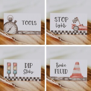 Race Car Party Food Tents Bundle, Editable Racing Birthday Table ...