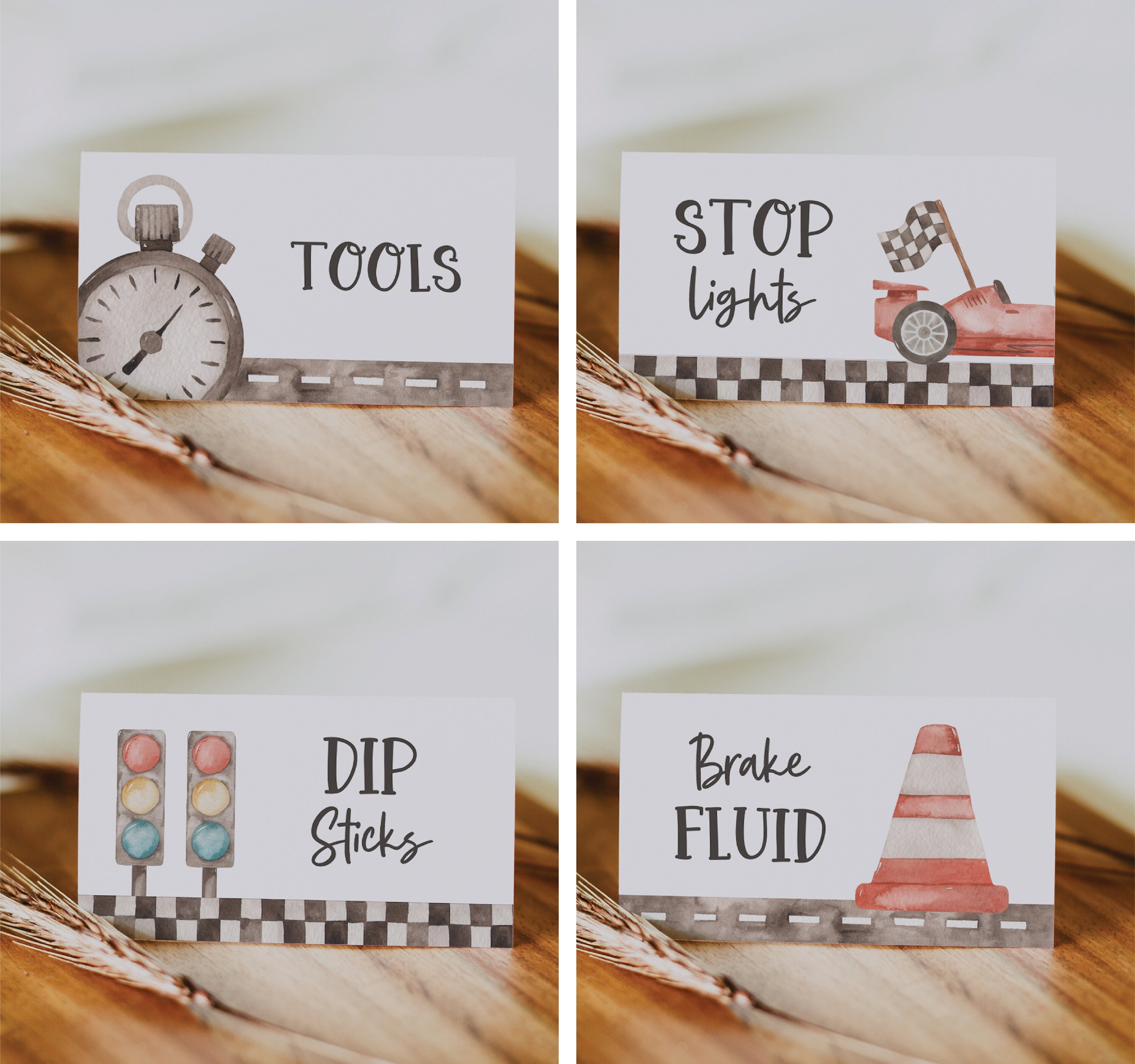 Two Fast Food Tents Bundle, Race Car Party Table Decoration Labels ...