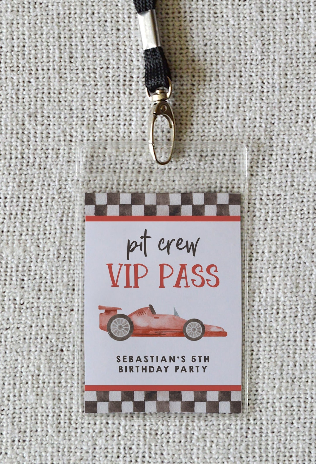 Race Car VIP Pass, Editable Pit Crew Passes Template, Vintage Racing ...
