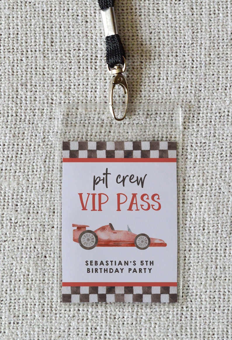 Race Car VIP Pass, Editable Pit Crew Passes Template, Vintage Racing ...