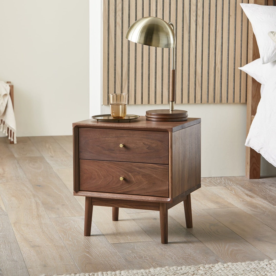 Walnut bedside table store