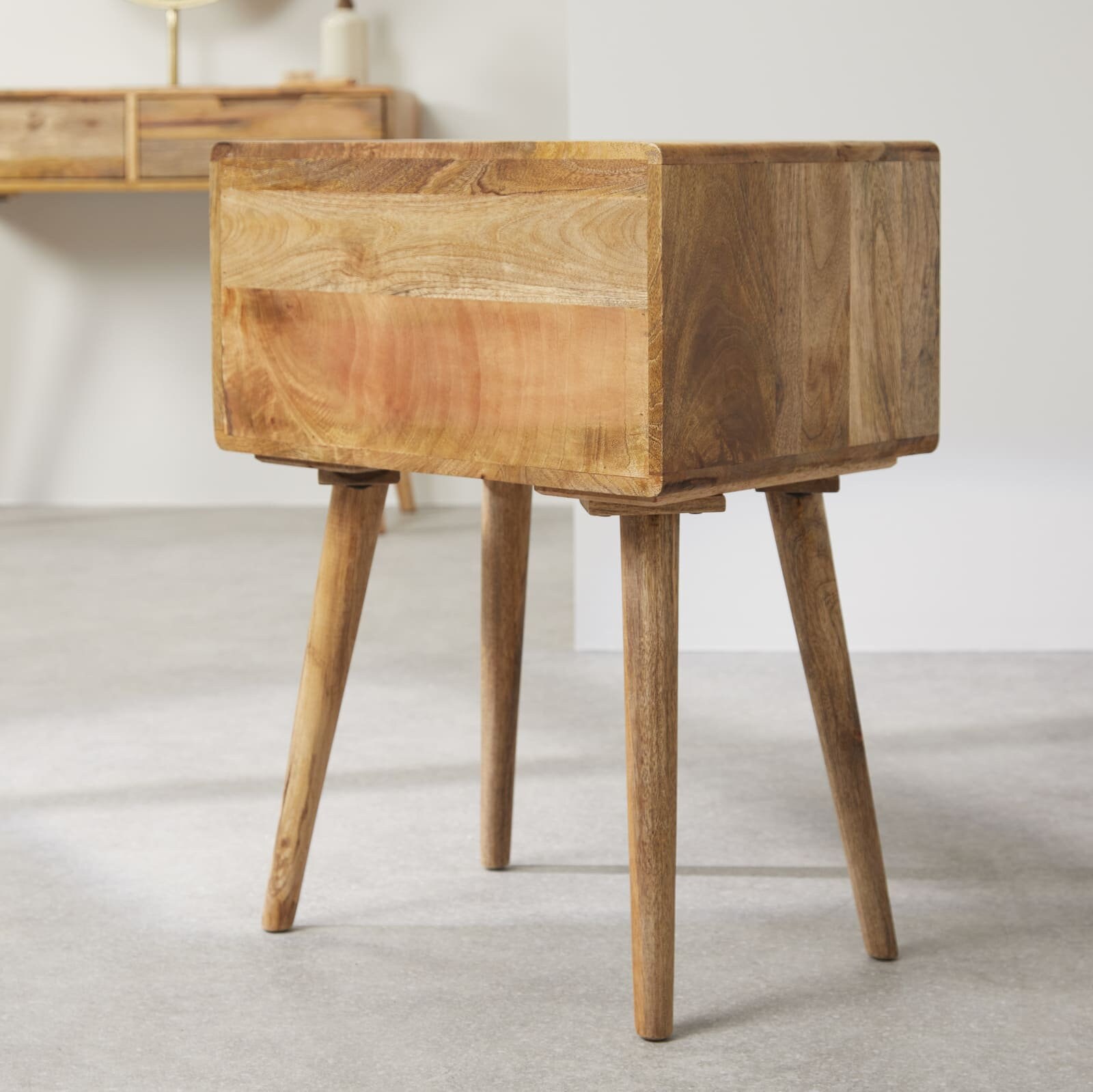 Mango Wood Bedside Table With Notch Drawers - Etsy UK