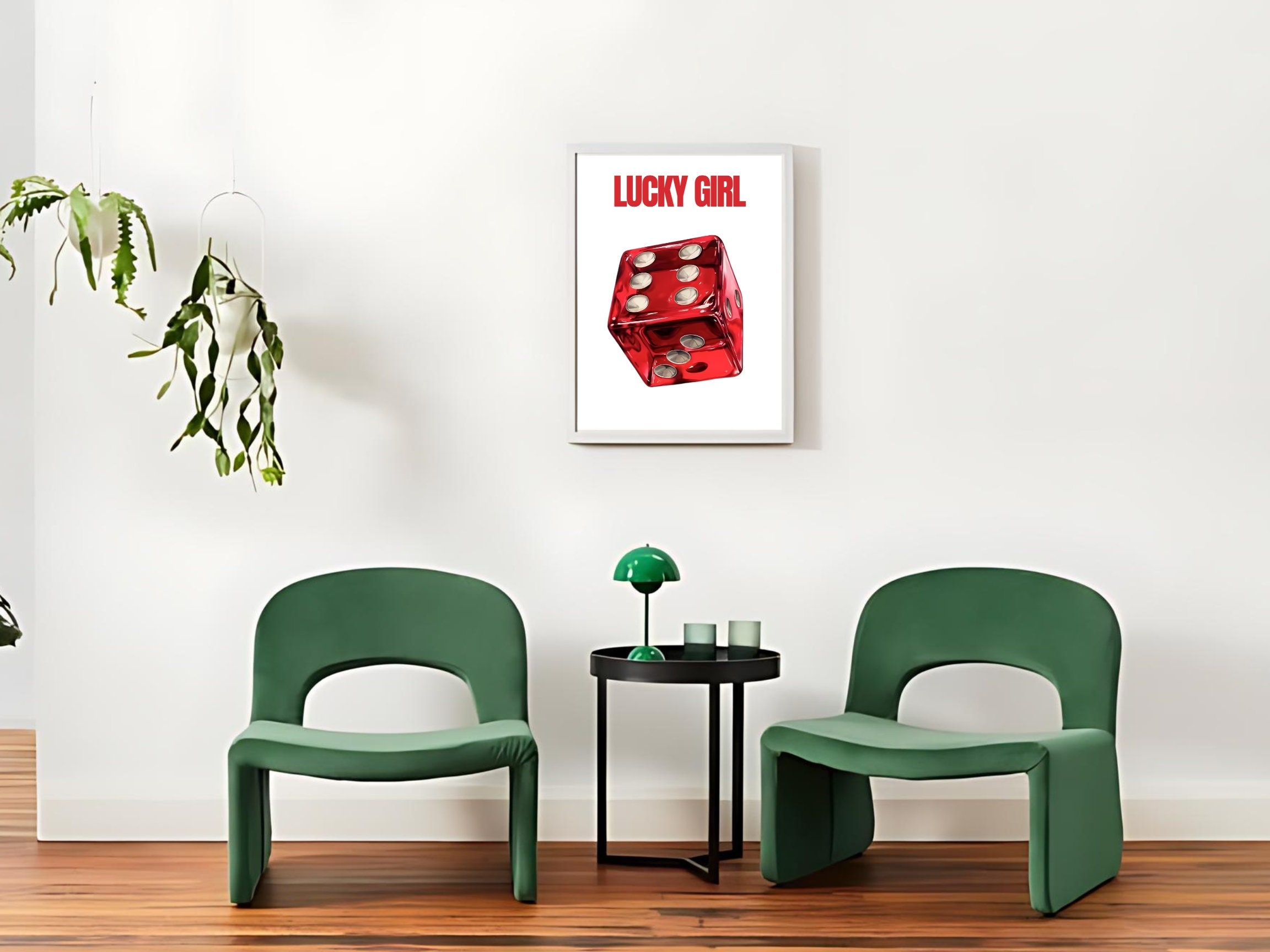 Trendy Red Dice Poster Digital File Lucky Girl Dice Art Print, Instant ...