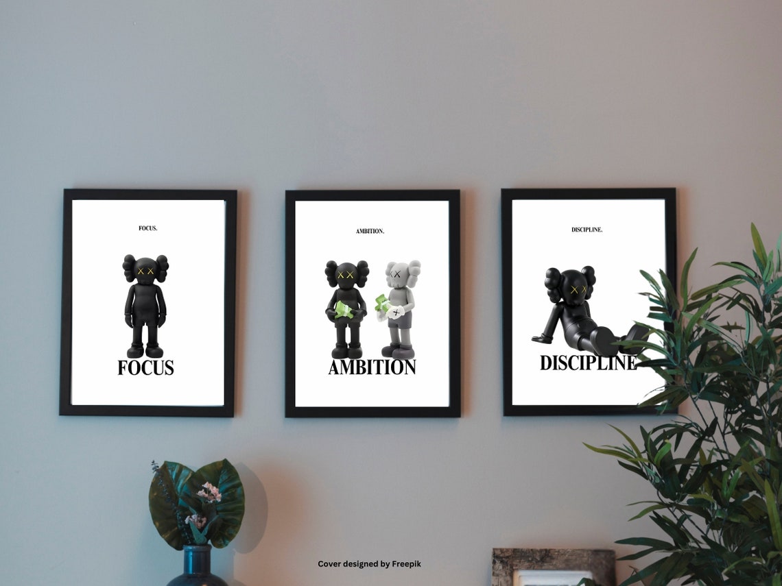Kaws Minimalist Hypebeast Posters: Set of 3, DIGITAL DOWNLOAD, Figure ...