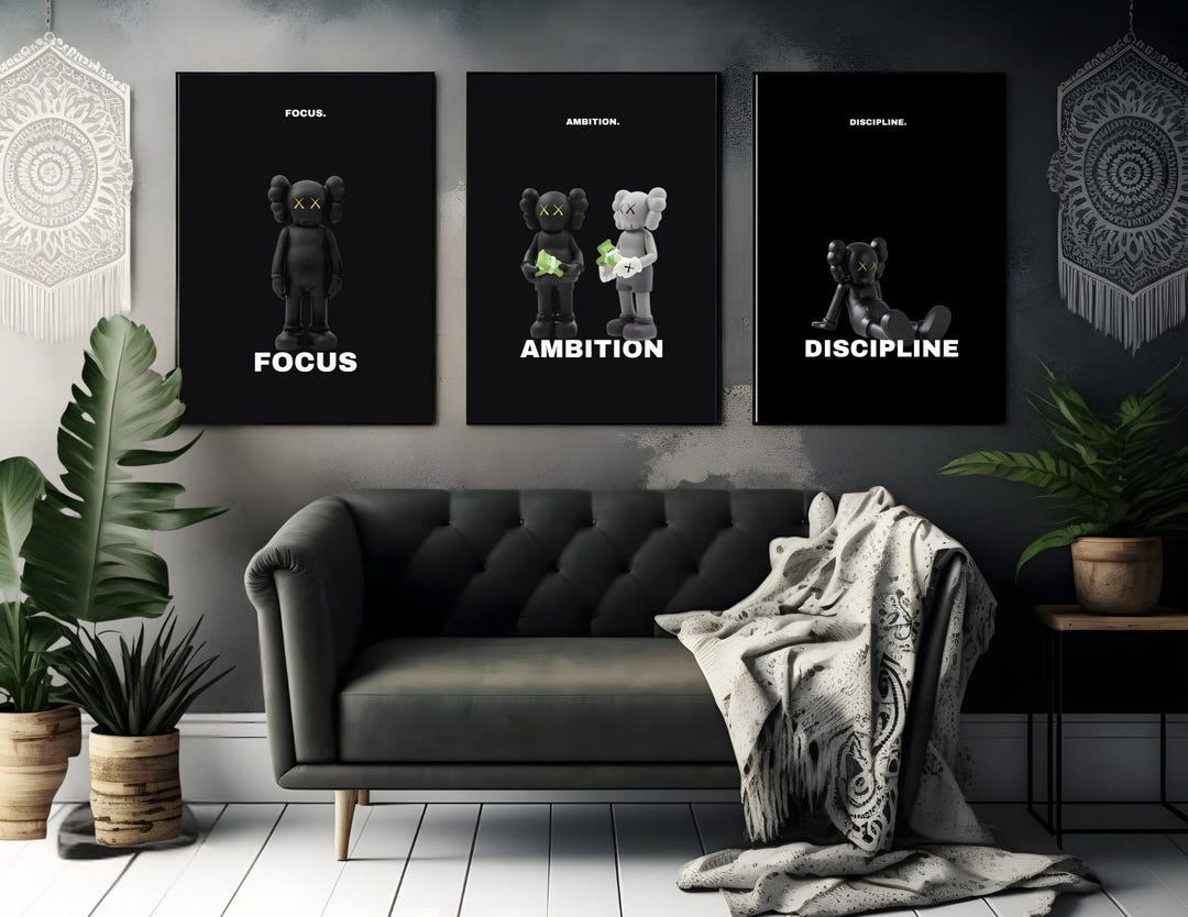 Motivational Art Set - Focus, Ambition, Discipline Posters - Modern ...