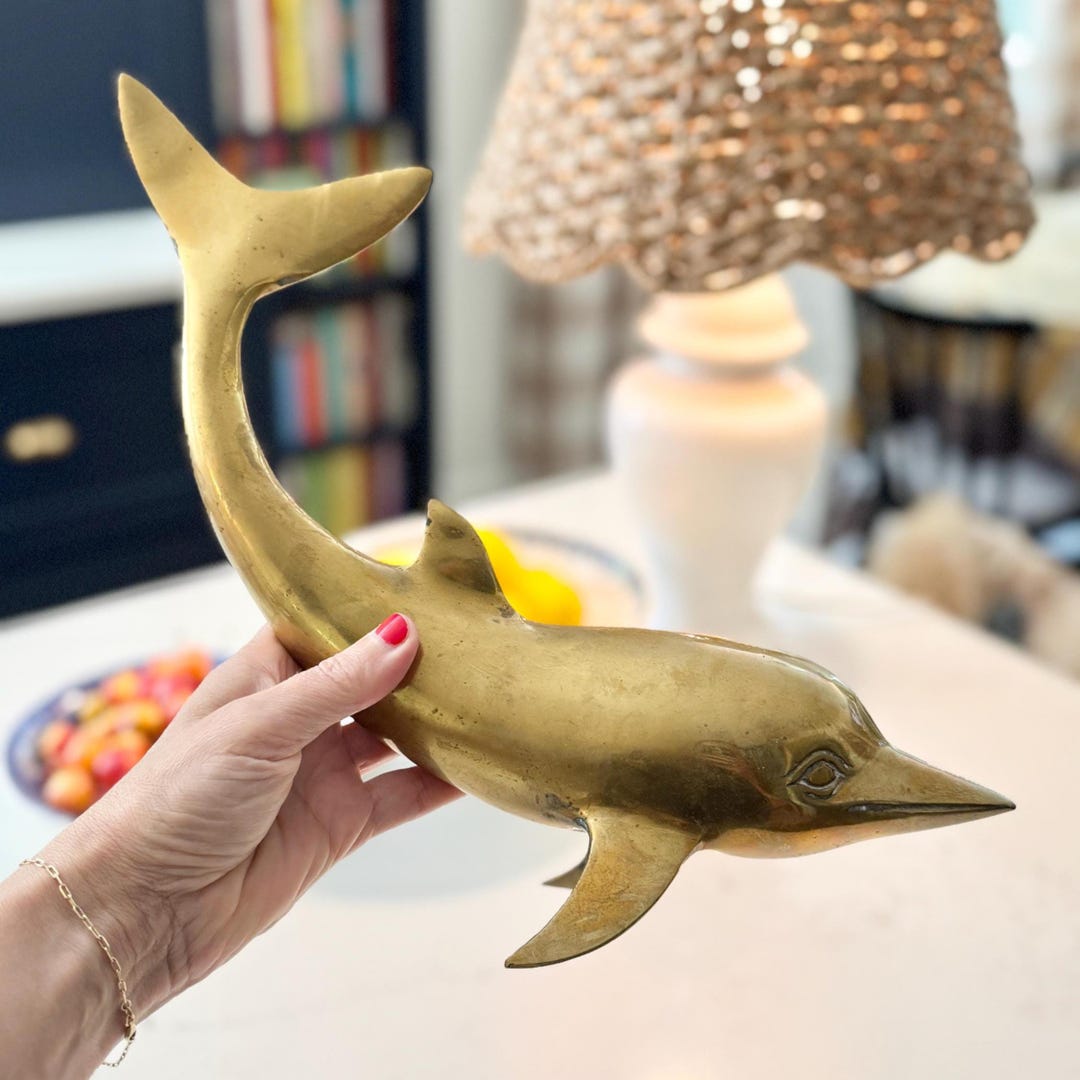 Vintage Solid Brass Dolphin Figurine – Nautical Decor – Coastal Home ...