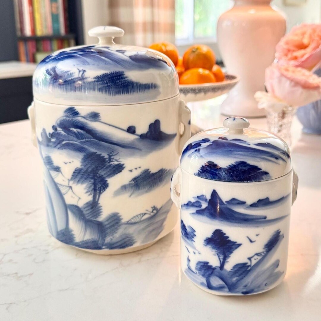 Chinese Canton Blue Tea Caddies - Sold Separately - Antique Porcelain ...