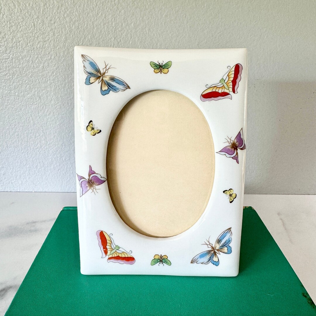 Andrea by Sadek Porcelain Butterfly Frame. 5x7 Vertical Picture Frame ...