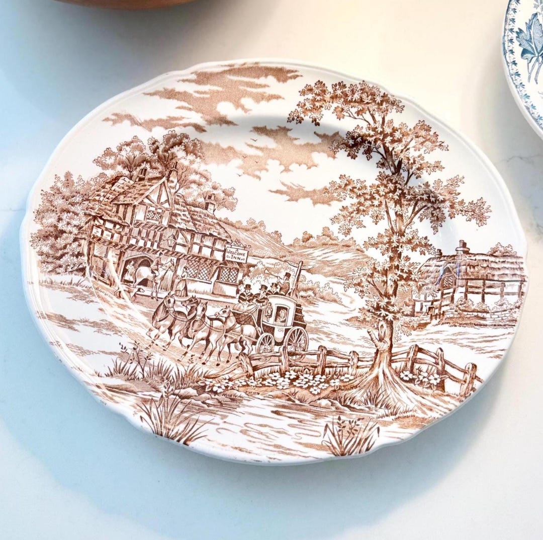 Franciscan Coaching Days Platter: Brown Transferware, English ...