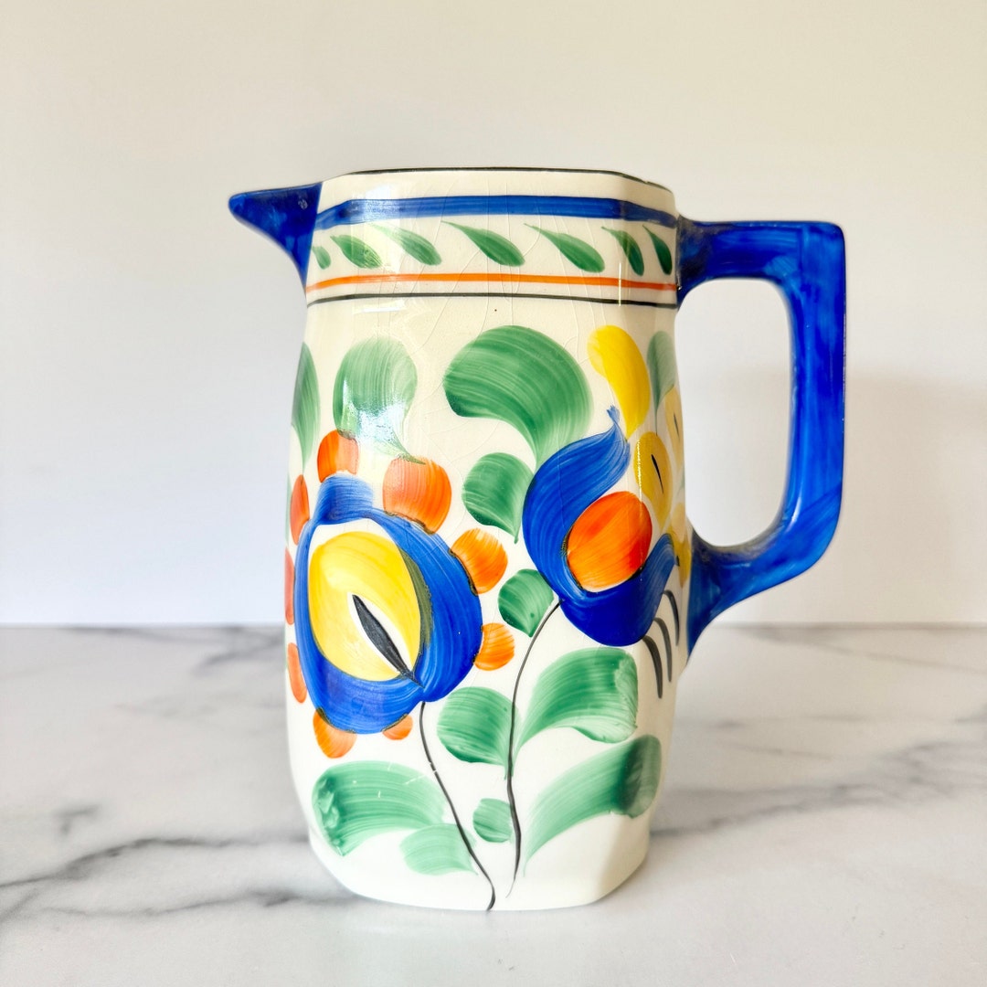 Bern Pottery 2L Hand Painted Pitcher. Vintage Czechoslovakian Water ...