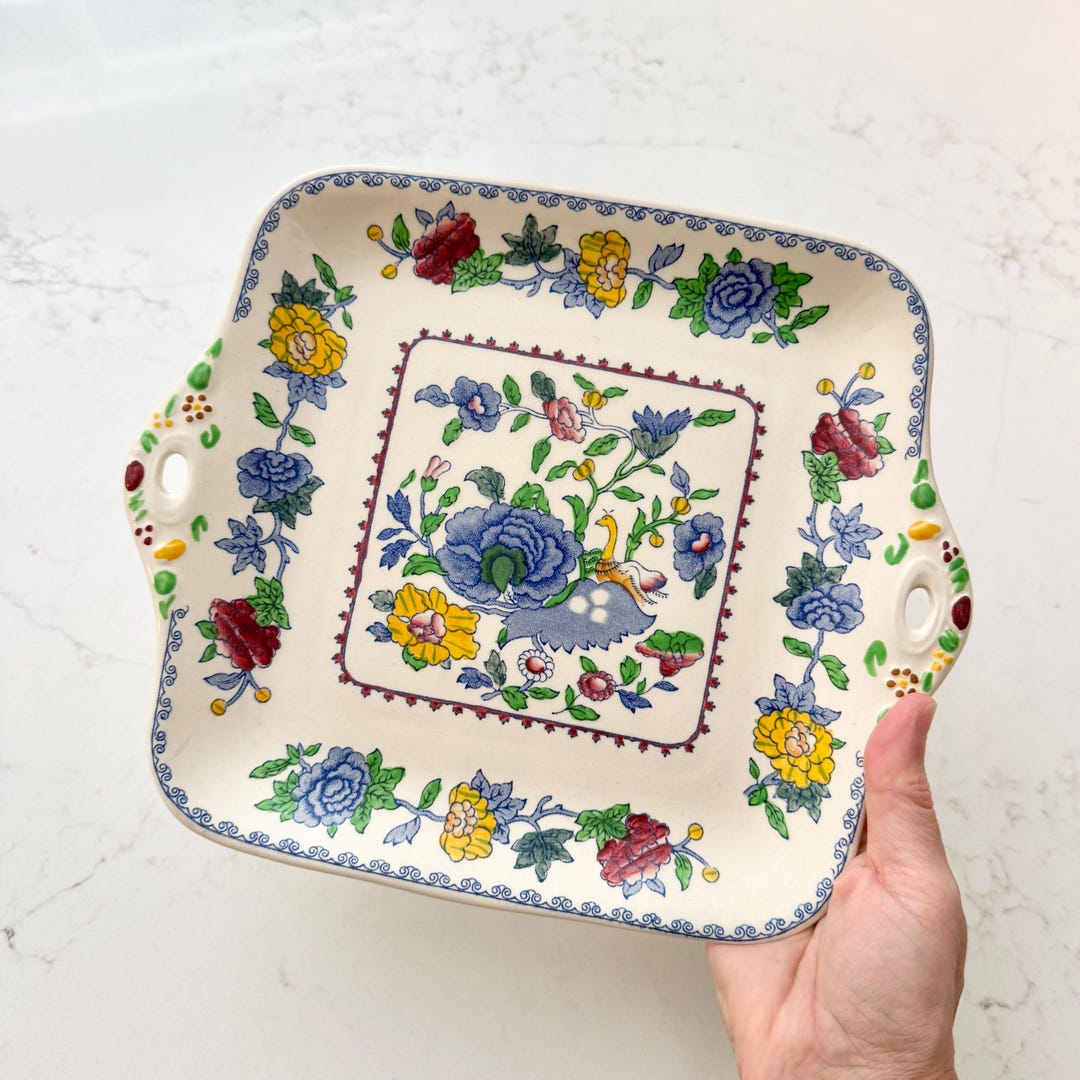 Regency Plantation Colonial by Masons Cake Plate – Square Handled ...