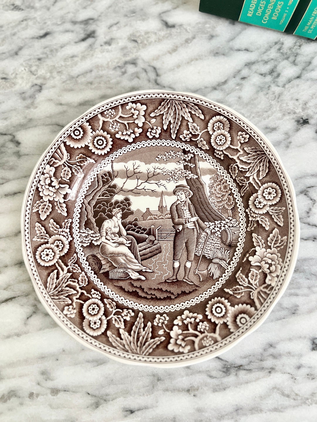 Spode Brown Transferware Salad Plate Archive Collection - Etsy