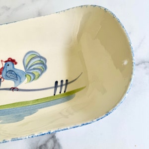 Los Angeles Potteries Stipple Rooster Blue Speckled Rectangle Serving Dish. Rustic Farmhouse ...