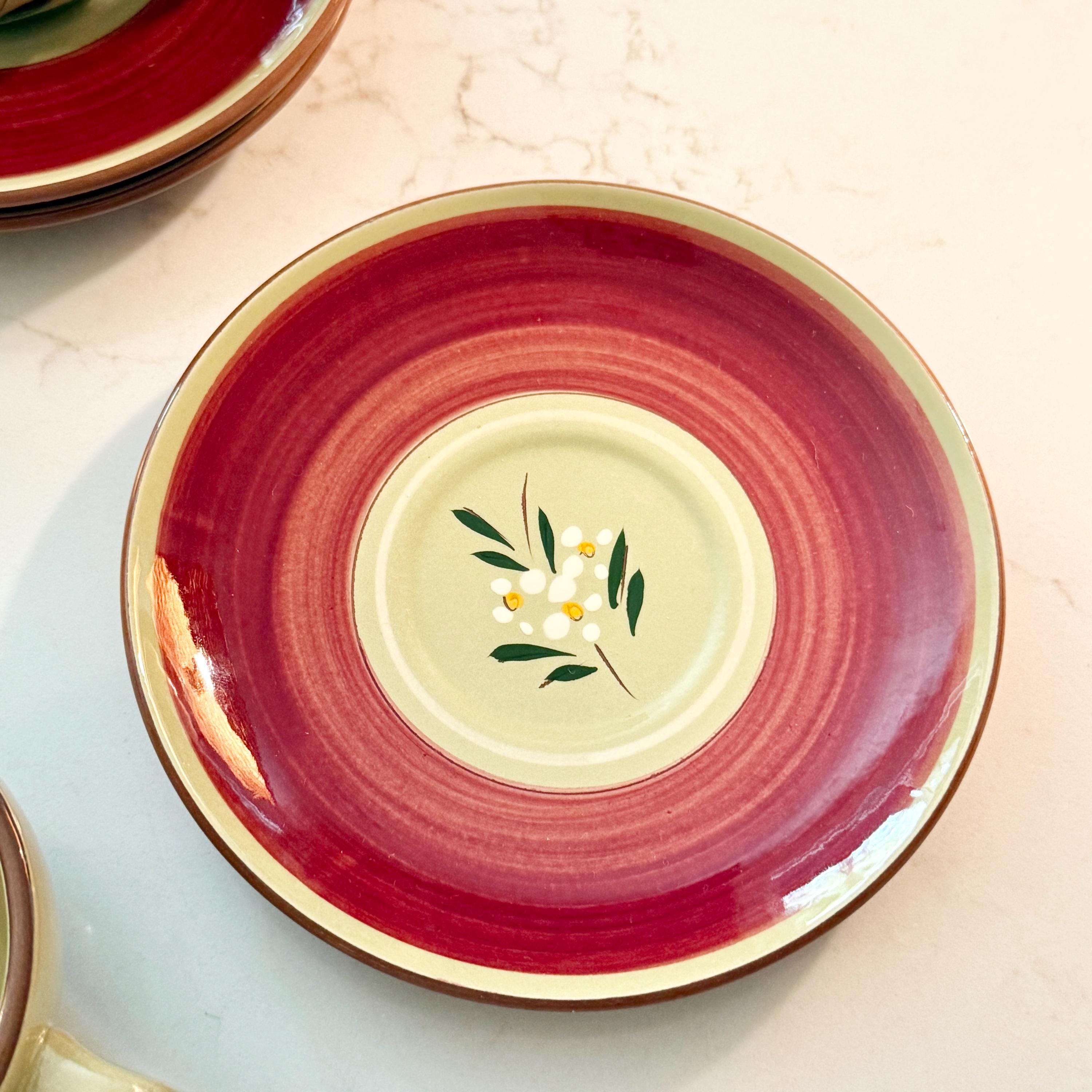 Vintage Stangl Pottery Magnolia Cups & Saucers – Hand-painted Flat Cups ...
