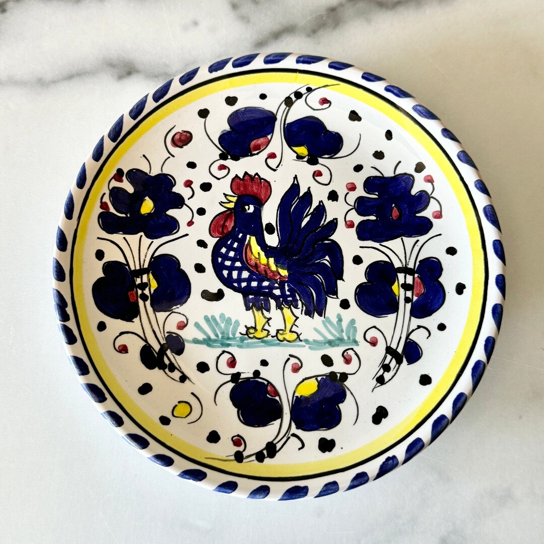 Deruta Galletto Blue Rooster 6" Appetizer/dessert Plate. Bread and ...