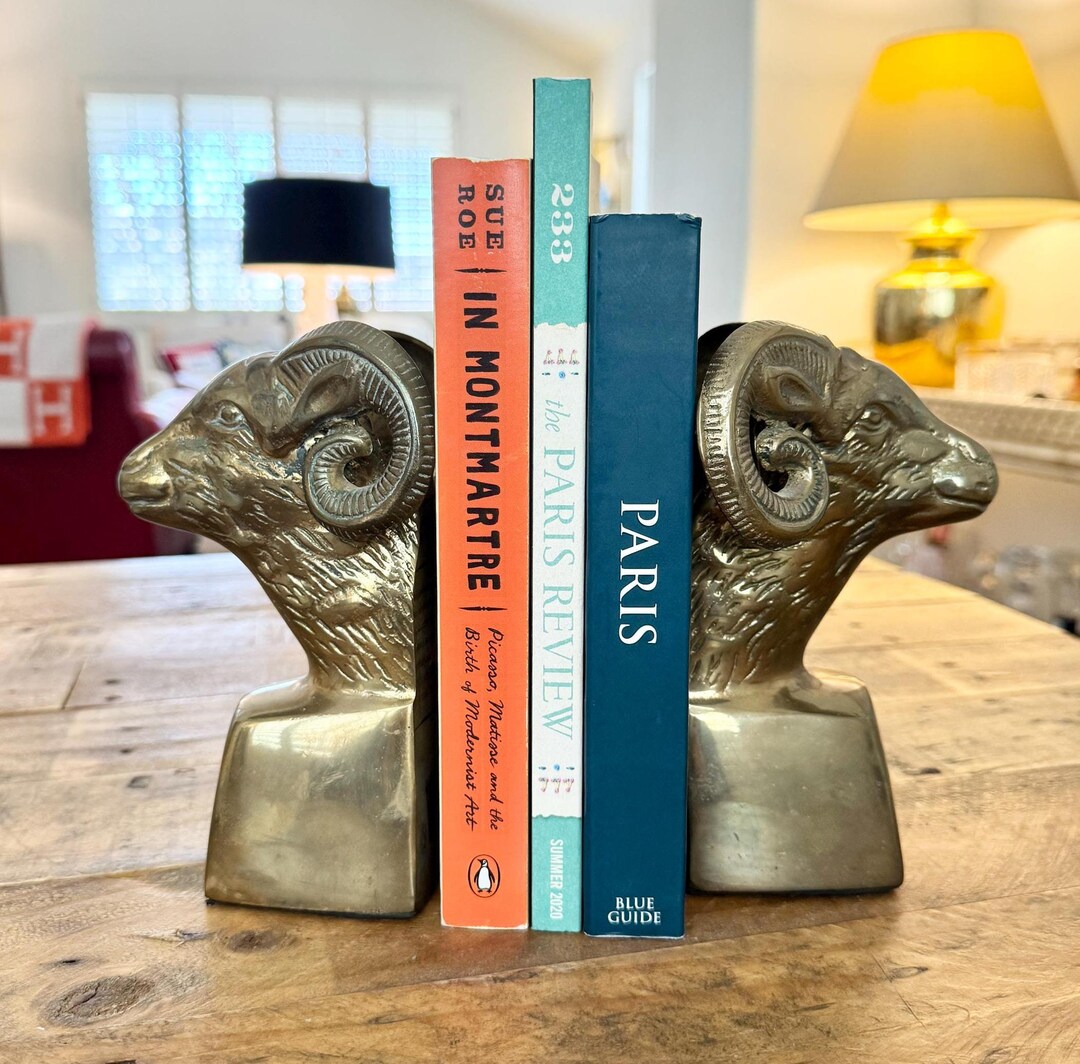 Vintage Brass Bighorn Ram Bookend Set. Longhorn Sheep. Solid Brass ...